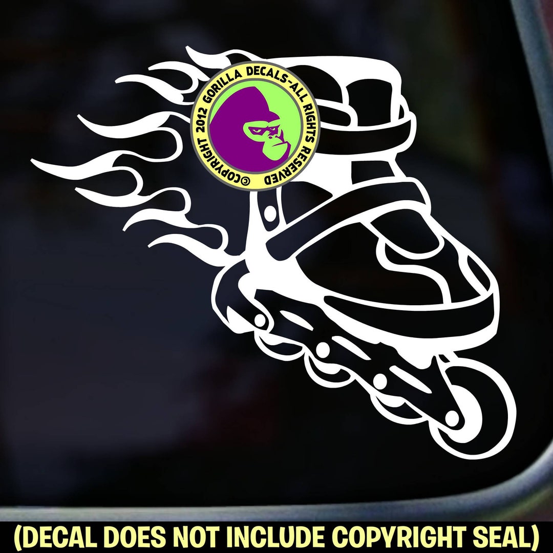 FLAMES ROLLER BLADE Rollerblade Inline Skating Skater Vinyl Decal ...