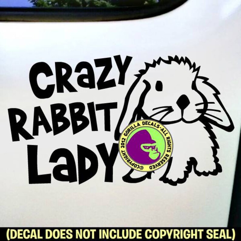 CRAZY RABBIT LADY Funny Cute Bunny Pet Vinyl Decal Sticker - Etsy