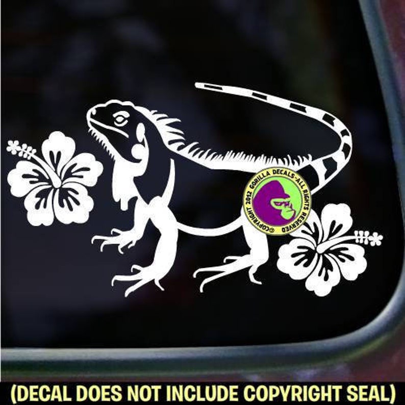 HIBISCUS IGUANA Reptile Pet Love Lizard Vinyl Decal Sticker | Etsy