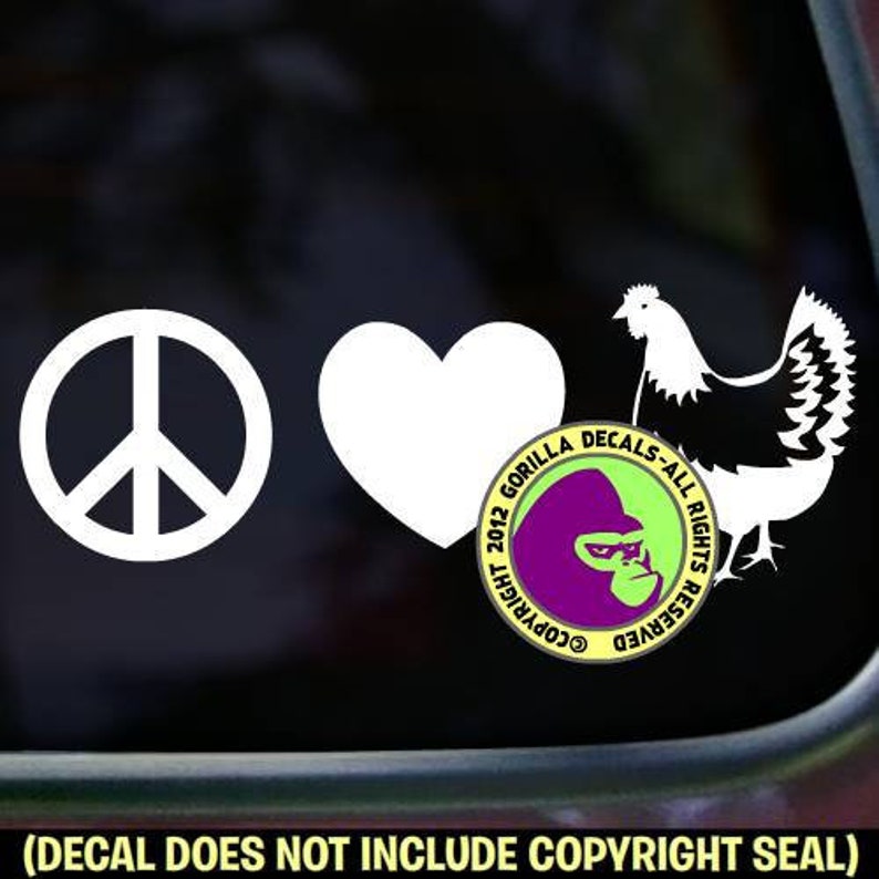 PEACE LOVE CHICKEN Hen Farm Bird Vinyl Decal Sticker | Etsy