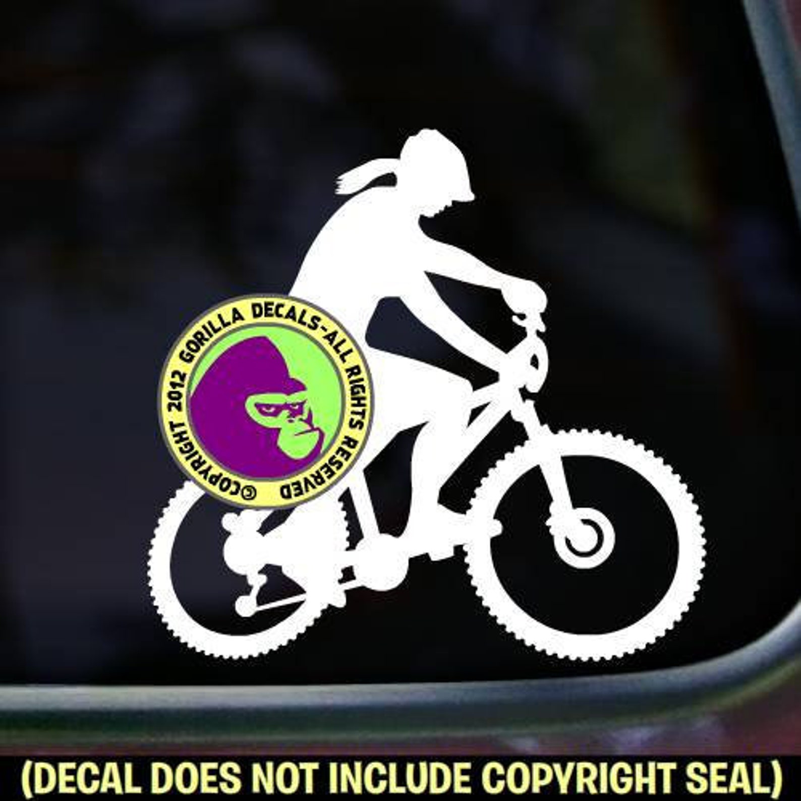 Female Mountain Biker Biking Bike Girl Vinyl Decal Sticker - Etsy