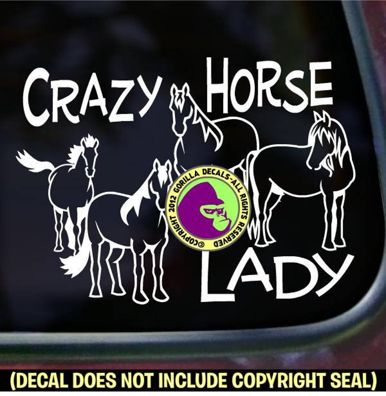 CRAZY HORSE LADY Funny Rider Equine Vinyl Decal Sticker | Etsy