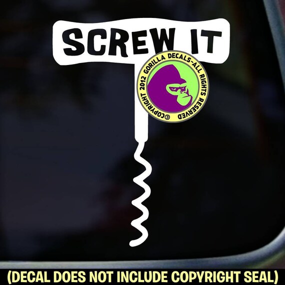 SCREW IT Funny Corkscrew Wine Wall Kitchen Vinyl Decal Sticker | Etsy