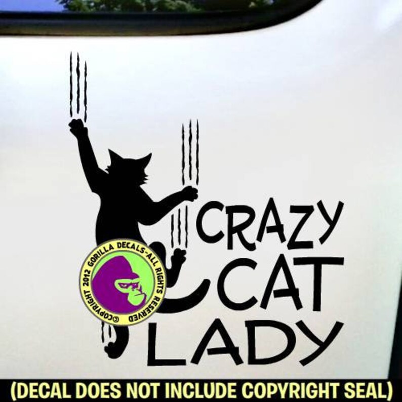 CRAZY CAT LADY Kitty Funny Feline Love Cute Vinyl Decal | Etsy
