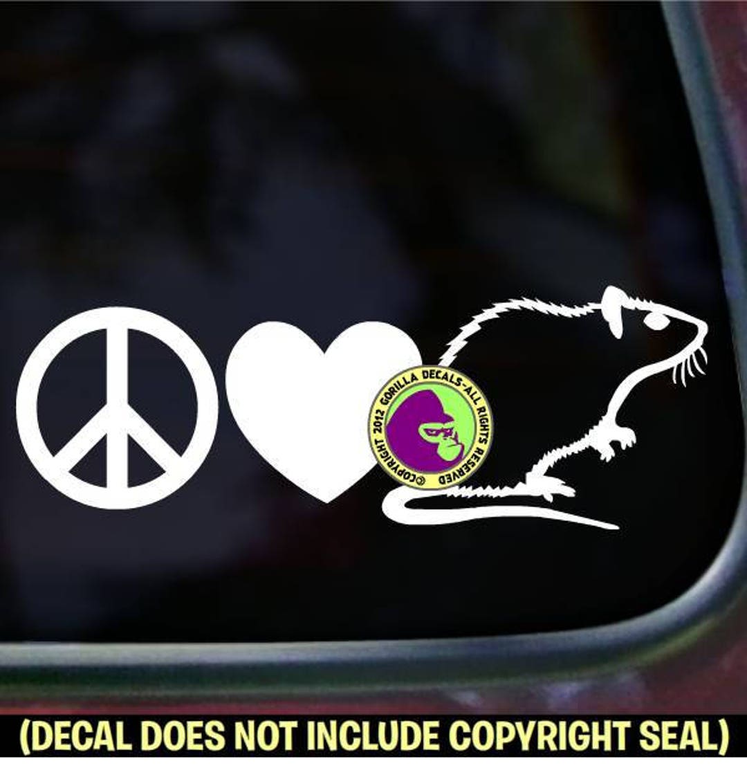 PEACE LOVE RAT Pet Rats Rodent Vinyl Decal Sticker - Etsy