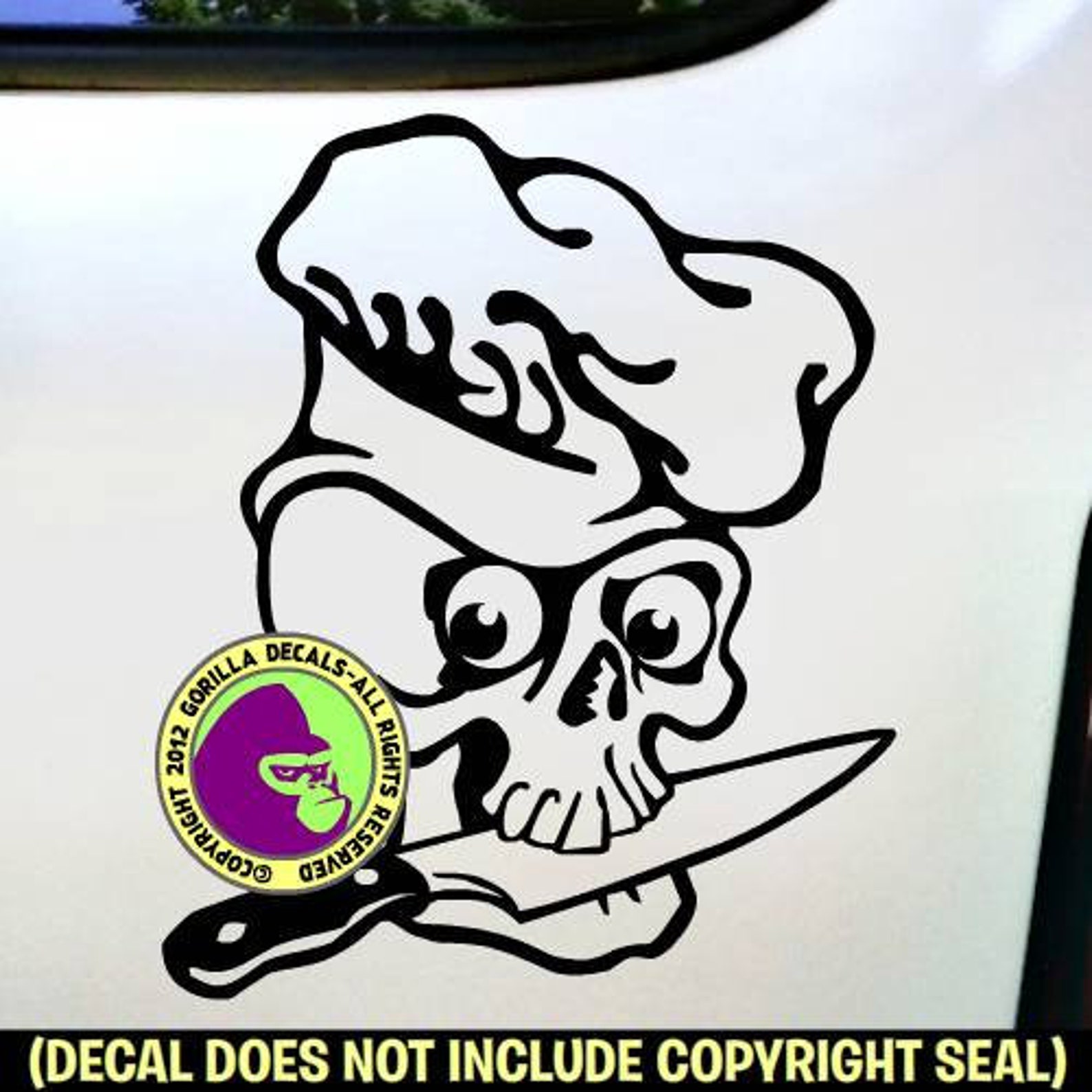 SKULL CHEF KNIFE Cook Baker Cooking Love Decal Sticker | Etsy