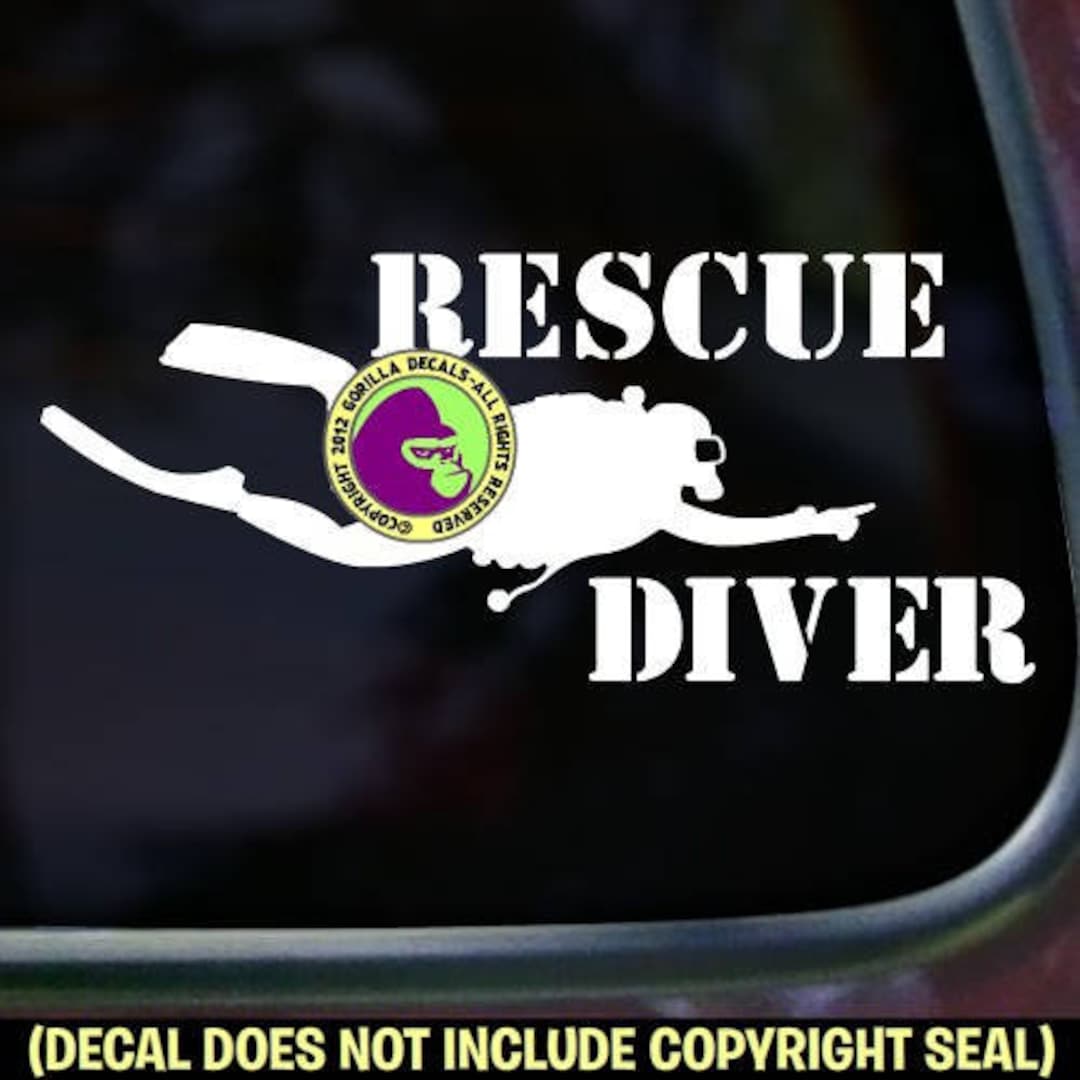 RESCUE DIVER Scuba Diver Diving Ocean Vinyl Decal Sticker - Etsy