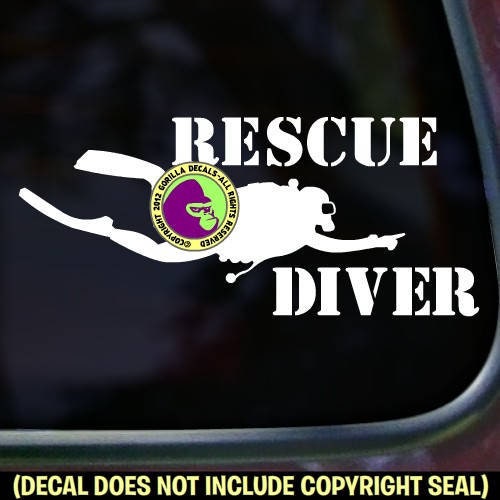 RESCUE DIVER Scuba Diver Diving Ocean Vinyl Decal Sticker | Etsy