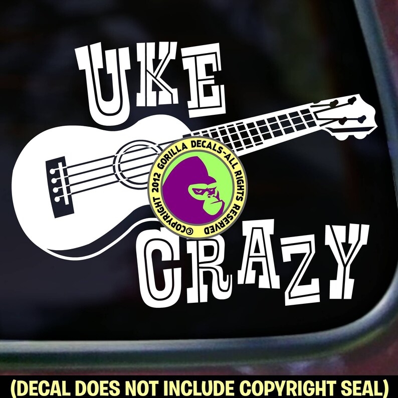 UKE CRAZY Funny Ukulele Guitar Player Folk Music Vinyl Decal - Etsy