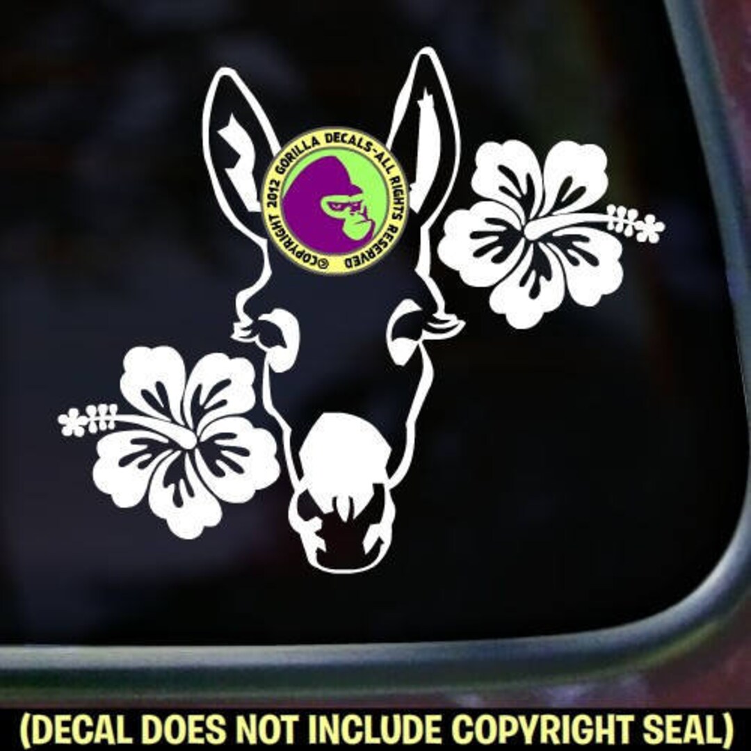 HIBISCUS DONKEY Burro Love Donkeys Pet Love Vinyl Decal Sticker - Etsy