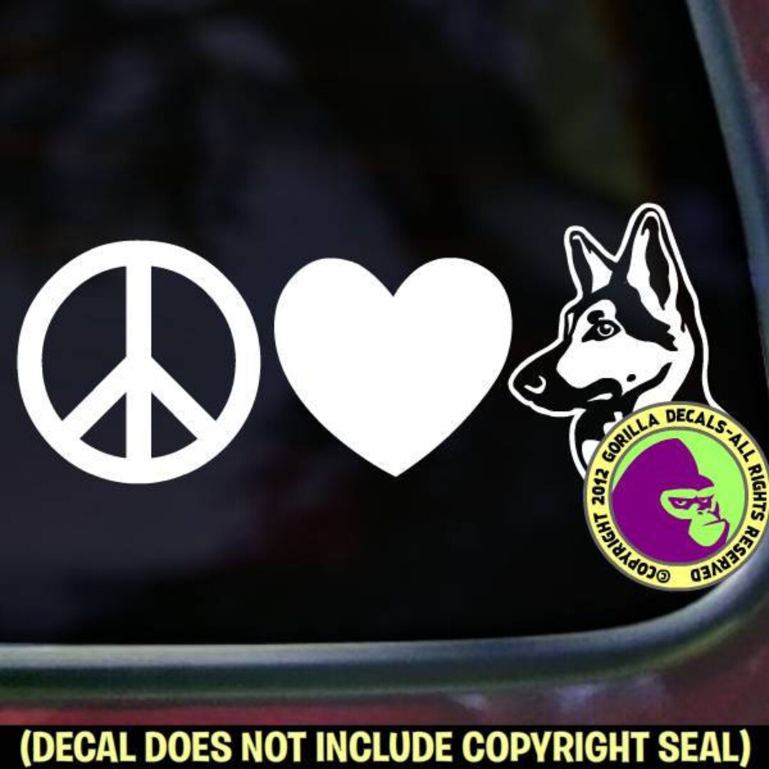 Peace Love GERMAN SHEPHERD Dog Breed Car Window Sign Vinyl Decal ...