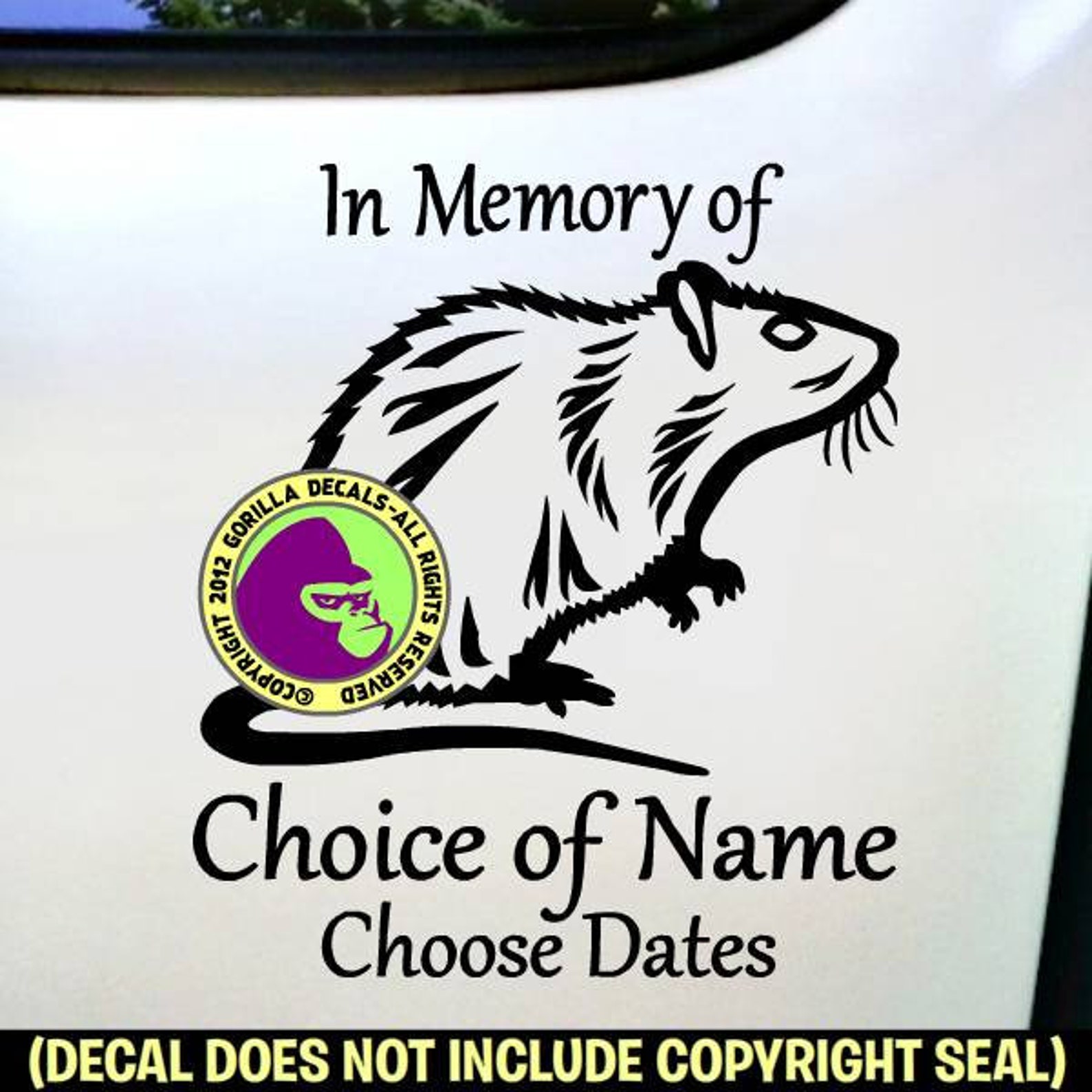 RAT MEMORIAL Add you Custom Words Pet Rats Vinyl Decal | Etsy