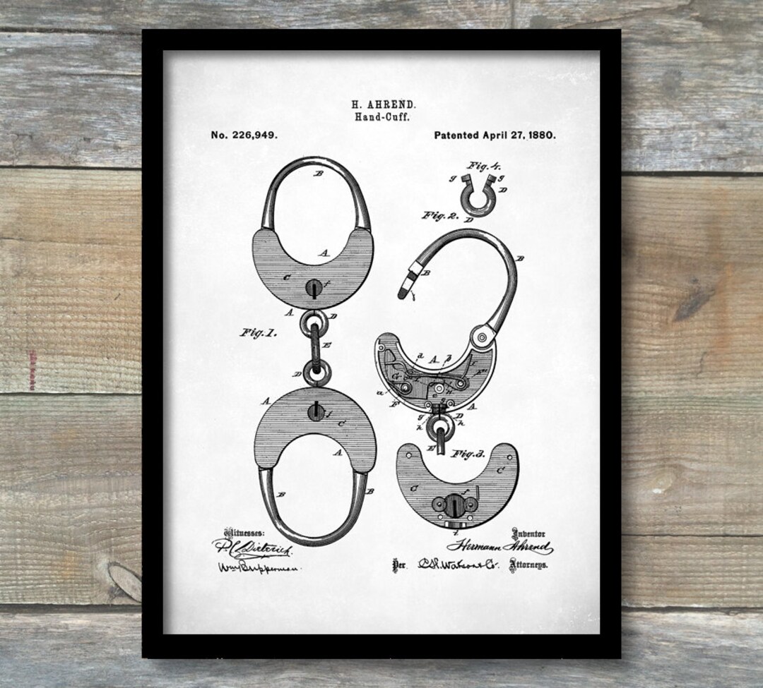 Hand Cuffs Patent Hand Cuffs Poster Hand Cuffs Print Hand - Etsy