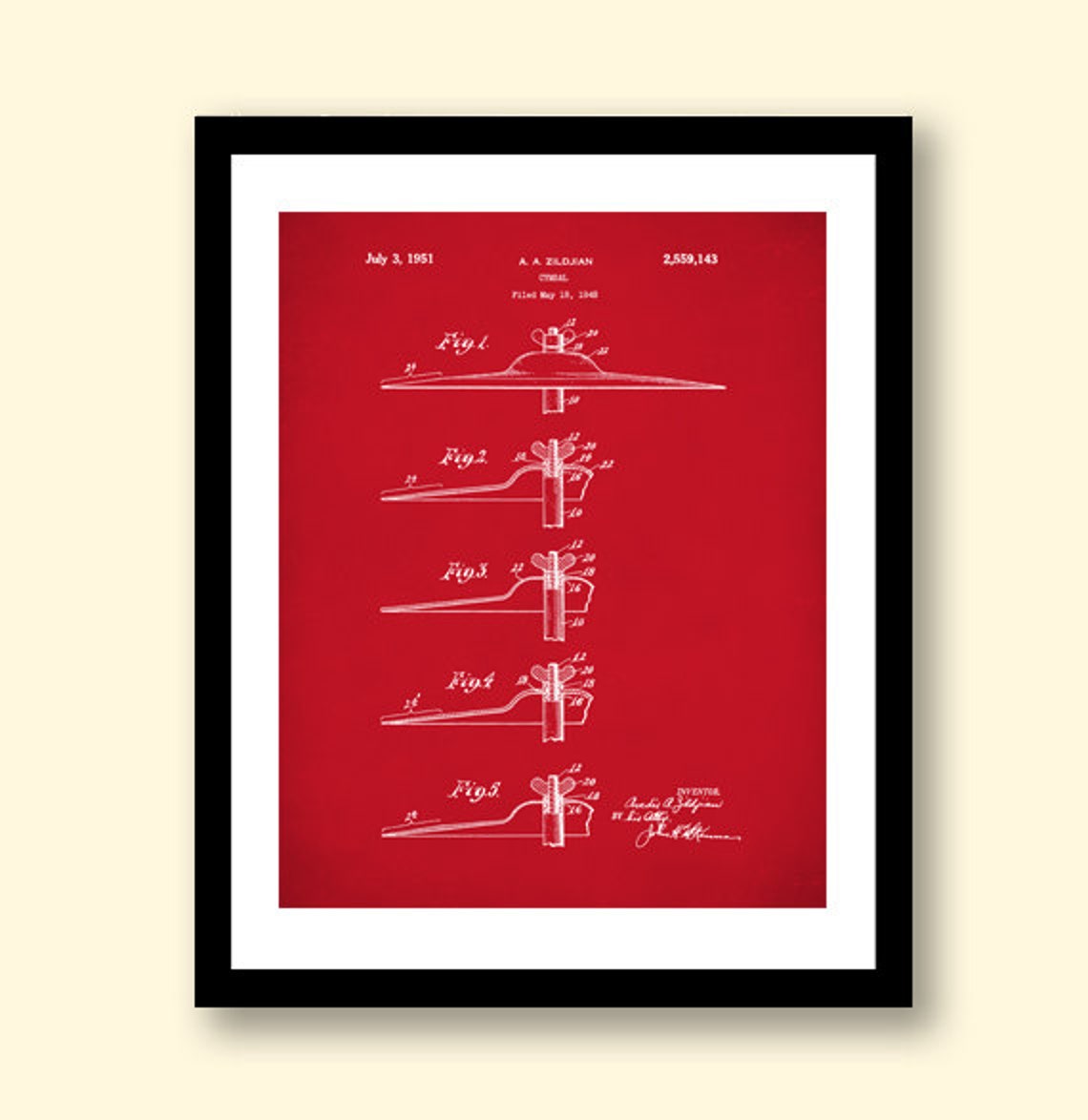 Crash Cymbal Patent Poster Patent Prints Zildjian Crash | Etsy