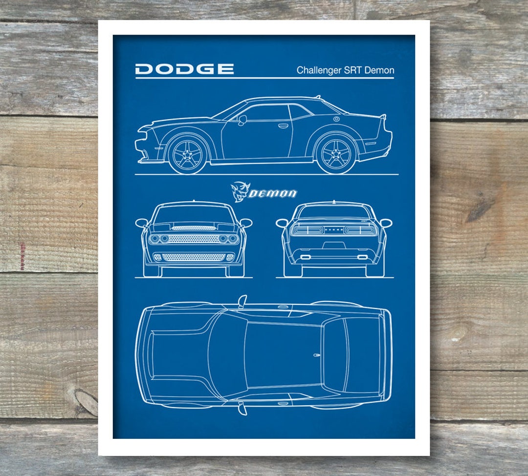 Dodge Challenger Demon Blueprint, Auto Art, Patent Print, Dodge Demon ...