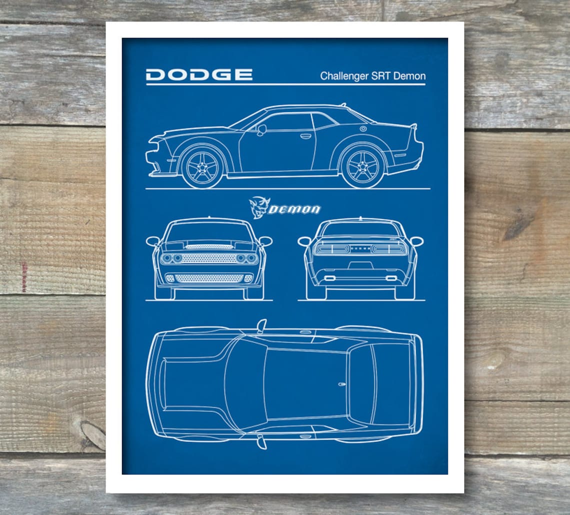 Dodge Challenger Demon Blueprint Auto Art Patent Print - Etsy Hong Kong