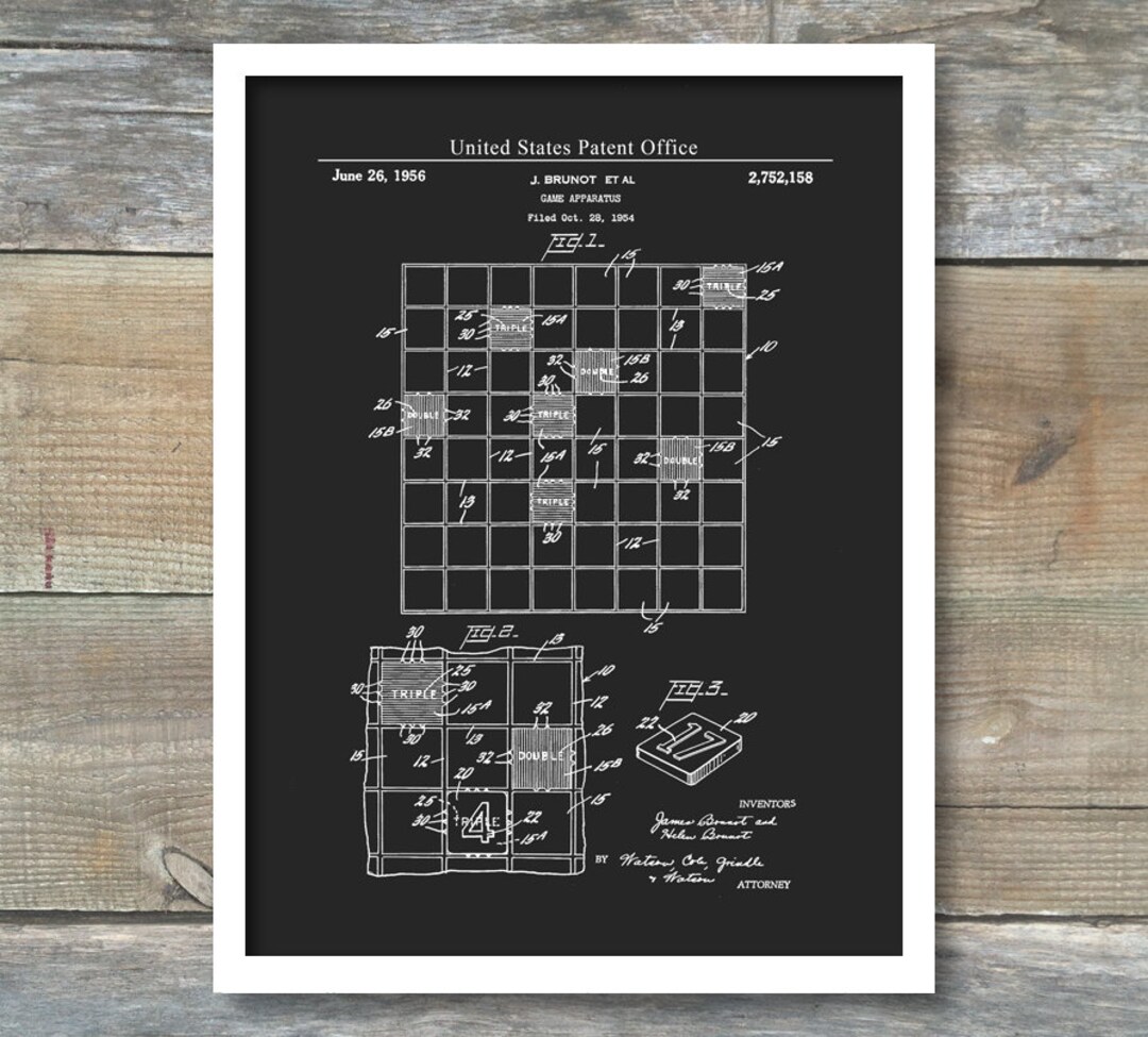 Scrabble Game Patent Poster Game Apparatus Game Room Decor - Etsy