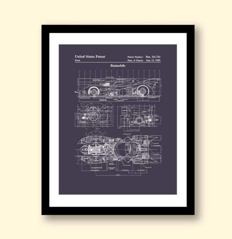 Batmobile Patent Print Patent Image Batman Patent Poster - Etsy