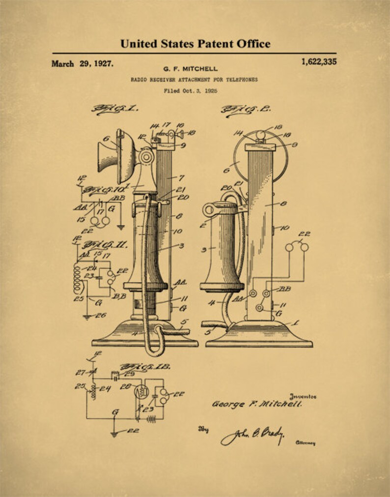 Patent Print Telephone Patent Office Decor Phone Patent | Etsy