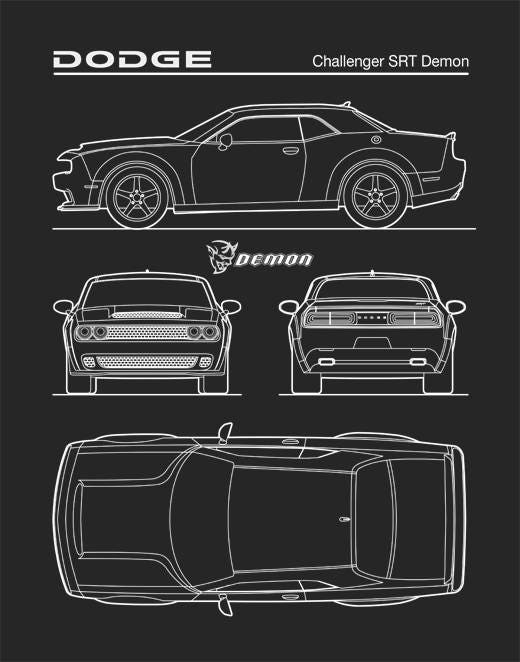 Dodge Challenger Demon Blueprint Auto Art Patent Print - Etsy Hong Kong