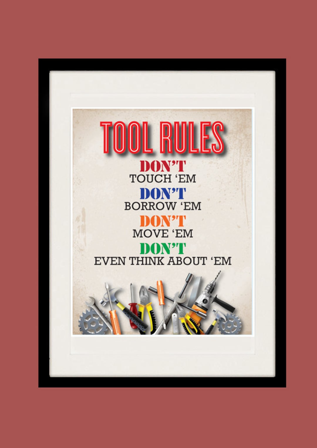 Tool Rules Man Cave Art Inspirational Quote Print Xwall - Etsy