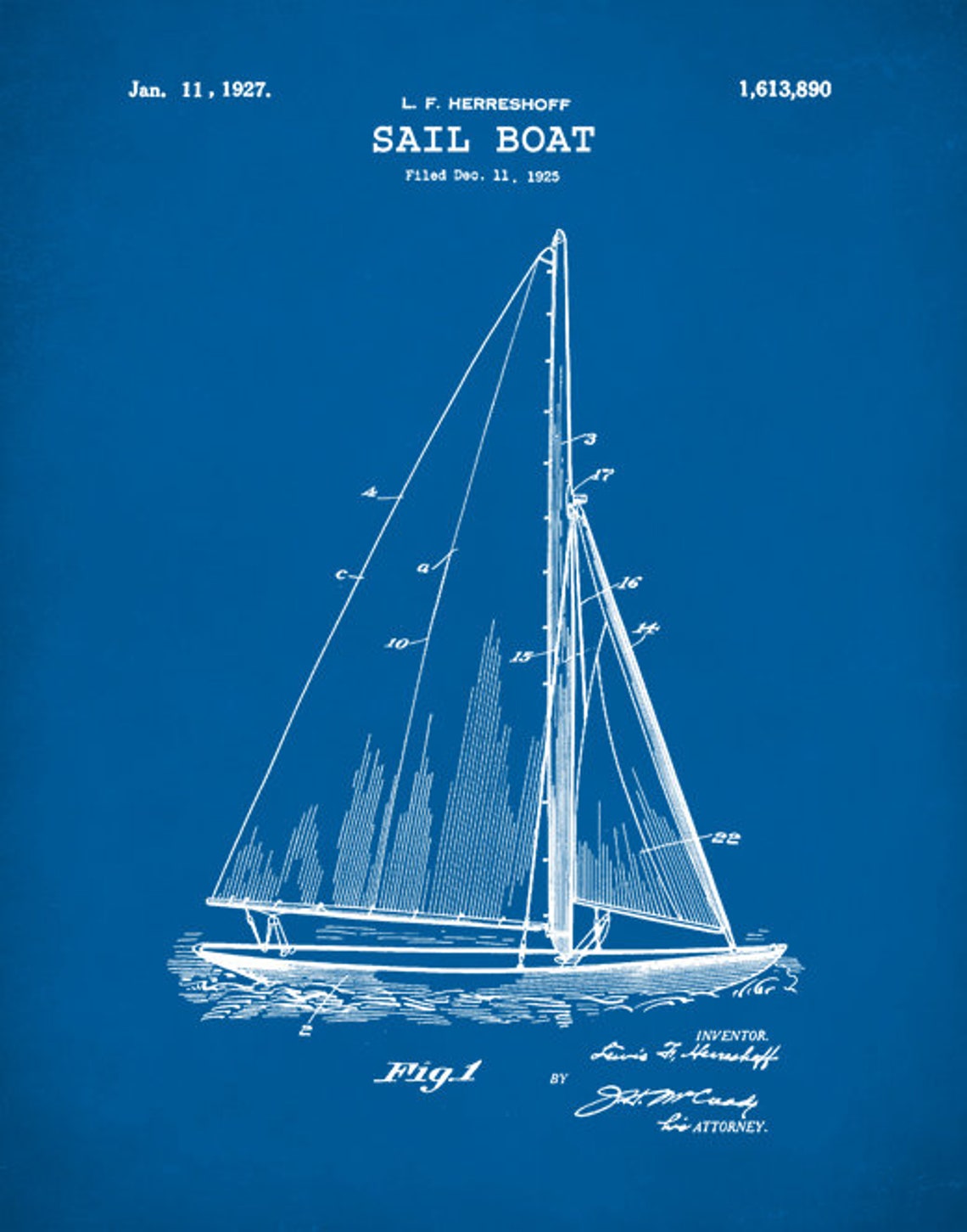 Sailboat Patent Prints Group of 4 Sailboat Posters Sailboat - Etsy UK