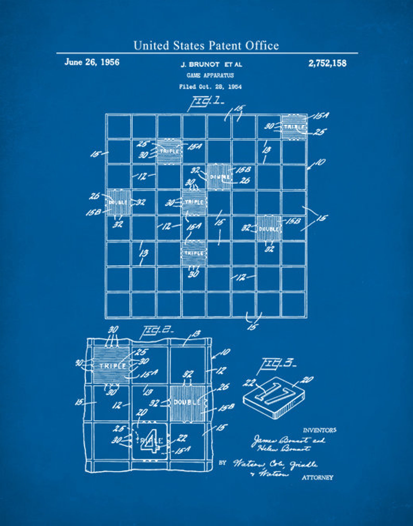 Scrabble Game Patent Poster Game Apparatus Game Room Decor | Etsy