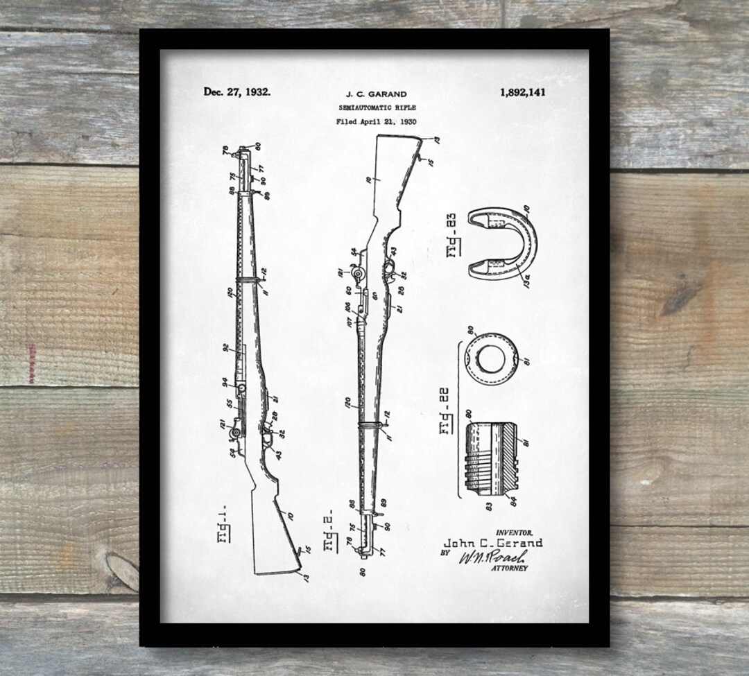 M-1 Rifle Patent Print Rifle Patent Poster Gun Lovers Man - Etsy