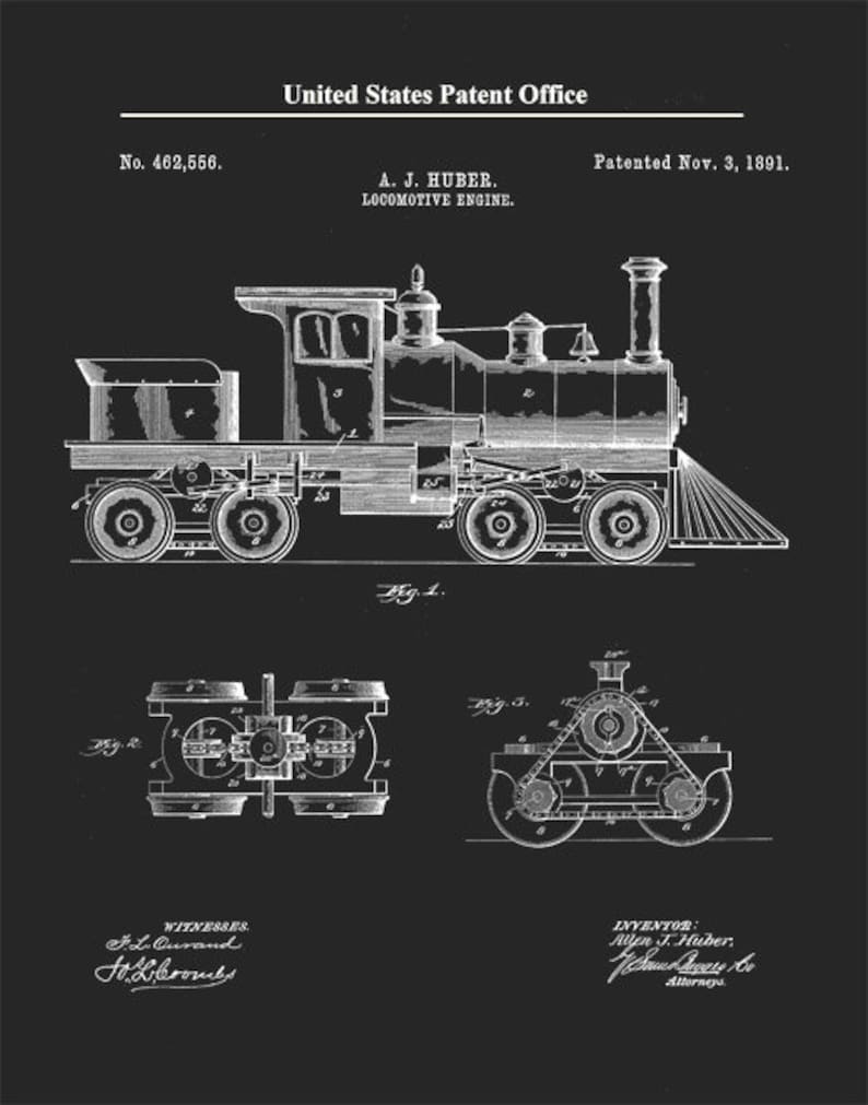 Locomotive Patent Prints Railroad Patent Prints Vintage - Etsy