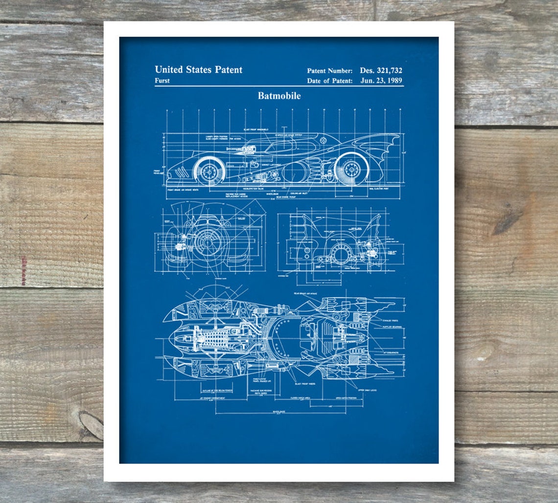 Batmobile Patent Print Patent Image Batman Patent Poster - Etsy