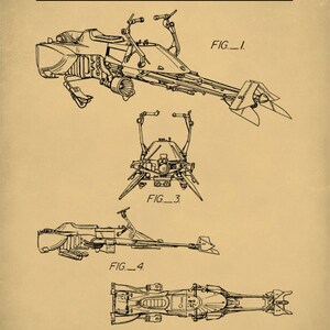 Star Wars Hover Bike Patent Star Wars Hover Bike Poster Star - Etsy