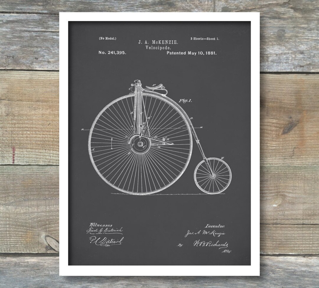 Velocipede Patent Vintage Bicycle Bicycle Poster Antique - Etsy
