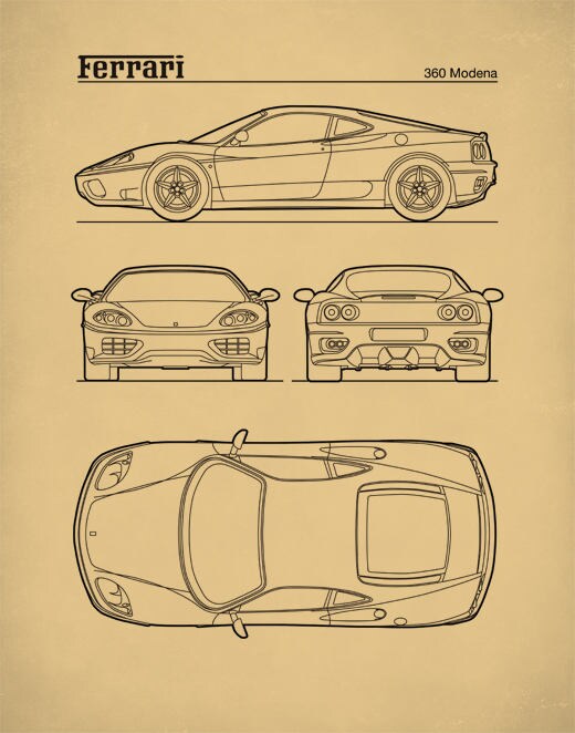 Patent Print Ferrari 360 Modena Blueprint Ferrari 360 Modena | Etsy