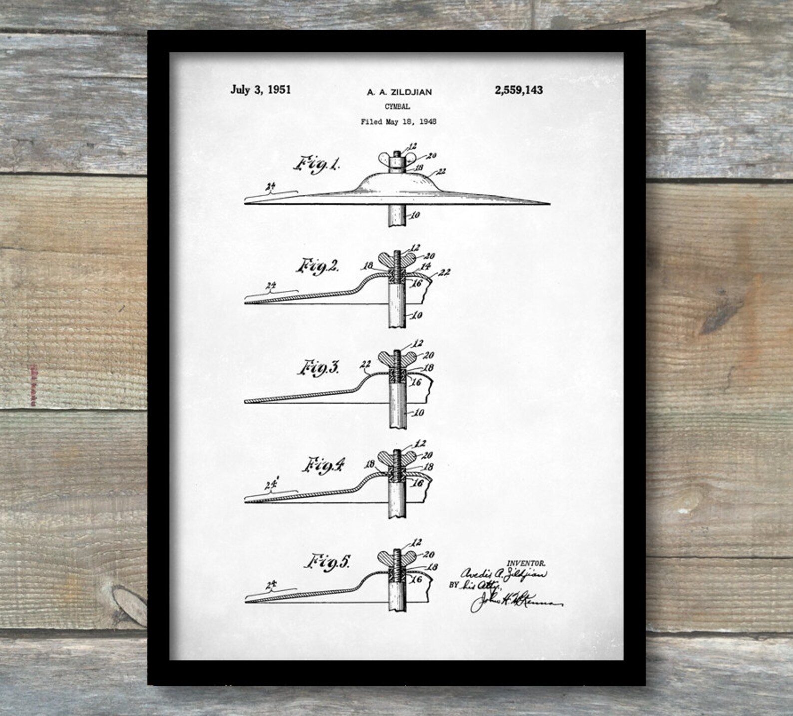 Crash Cymbal Patent Poster Patent Prints Zildjian Crash | Etsy