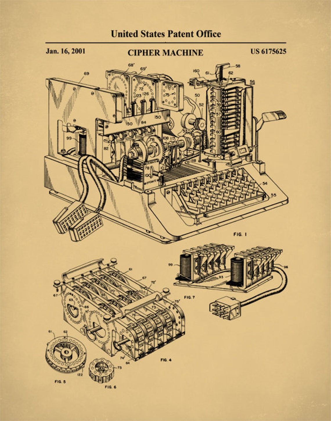 WW2 Encryption Machine Patent Print Code Breaker Art | Etsy