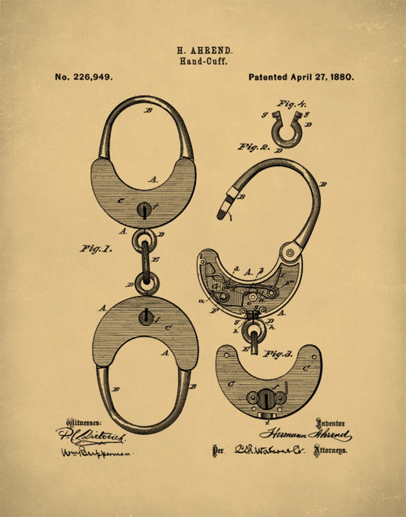 Hand Cuffs Patent Hand Cuffs Poster Hand Cuffs Print Hand - Etsy