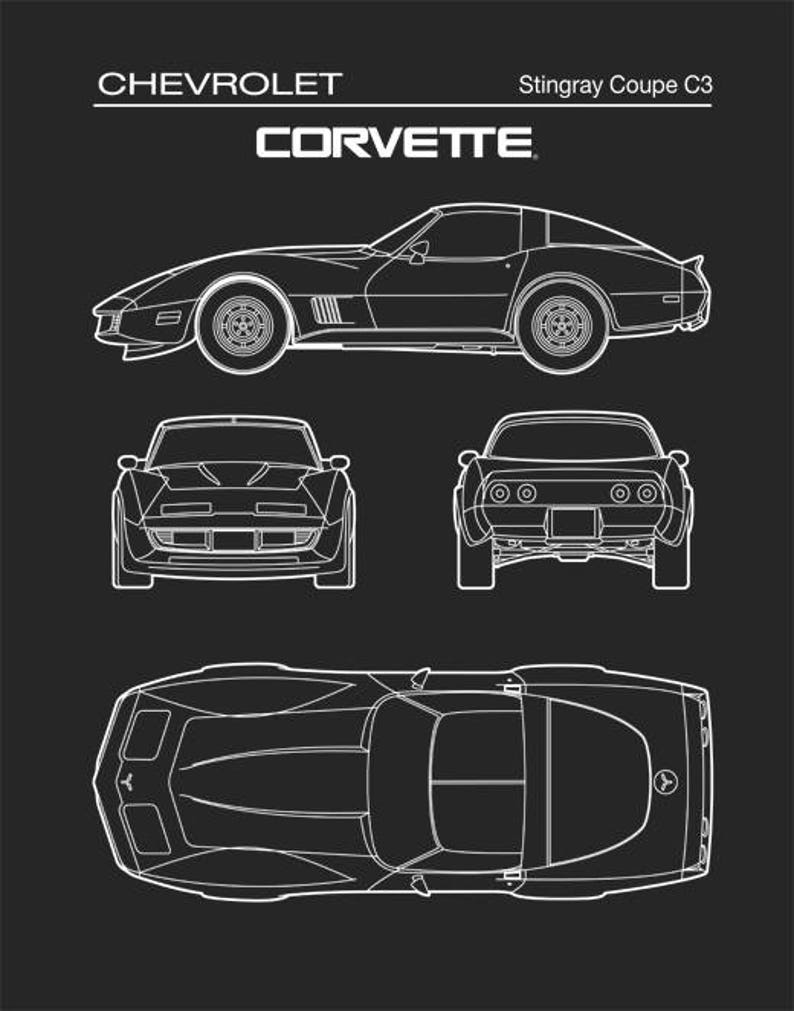 Chevrolet Corvette C3 Blueprint Patent Print Corvette - Etsy