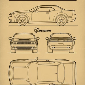 Dodge Challenger Demon Blueprint Auto Art Patent Print - Etsy Hong Kong