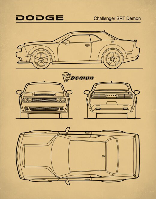 Dodge Challenger Demon Blueprint Auto Art Patent Print - Etsy Hong Kong