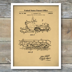 Patent Print Snowmobile Patent 1969 Wall Decor Ski Lodge - Etsy