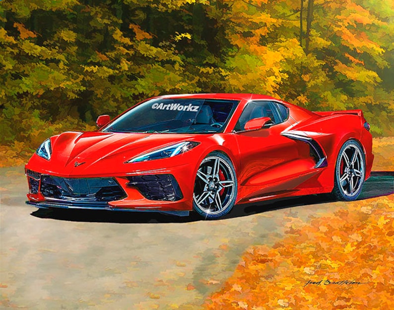 Corvette Poster Torch Red 2020/21 Chevrolet Corvette C8 | Etsy