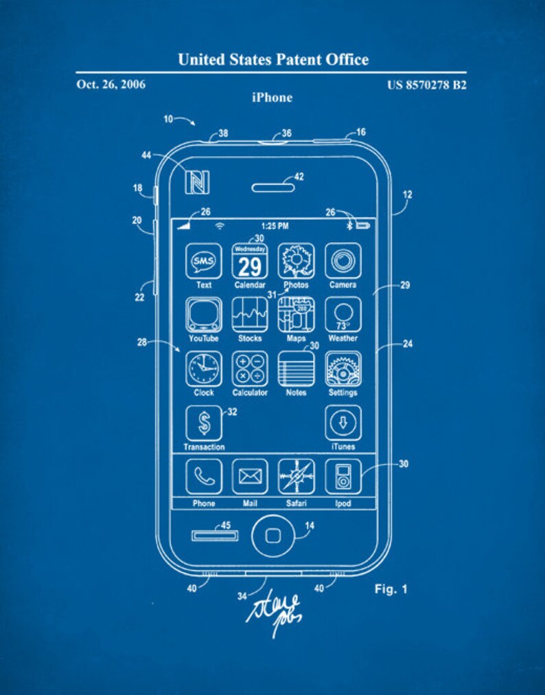 Iphone Patent Poster Patent Prints Apple Computer Steve - Etsy