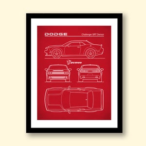 Dodge Challenger Demon Blueprint Auto Art Patent Print - Etsy Hong Kong