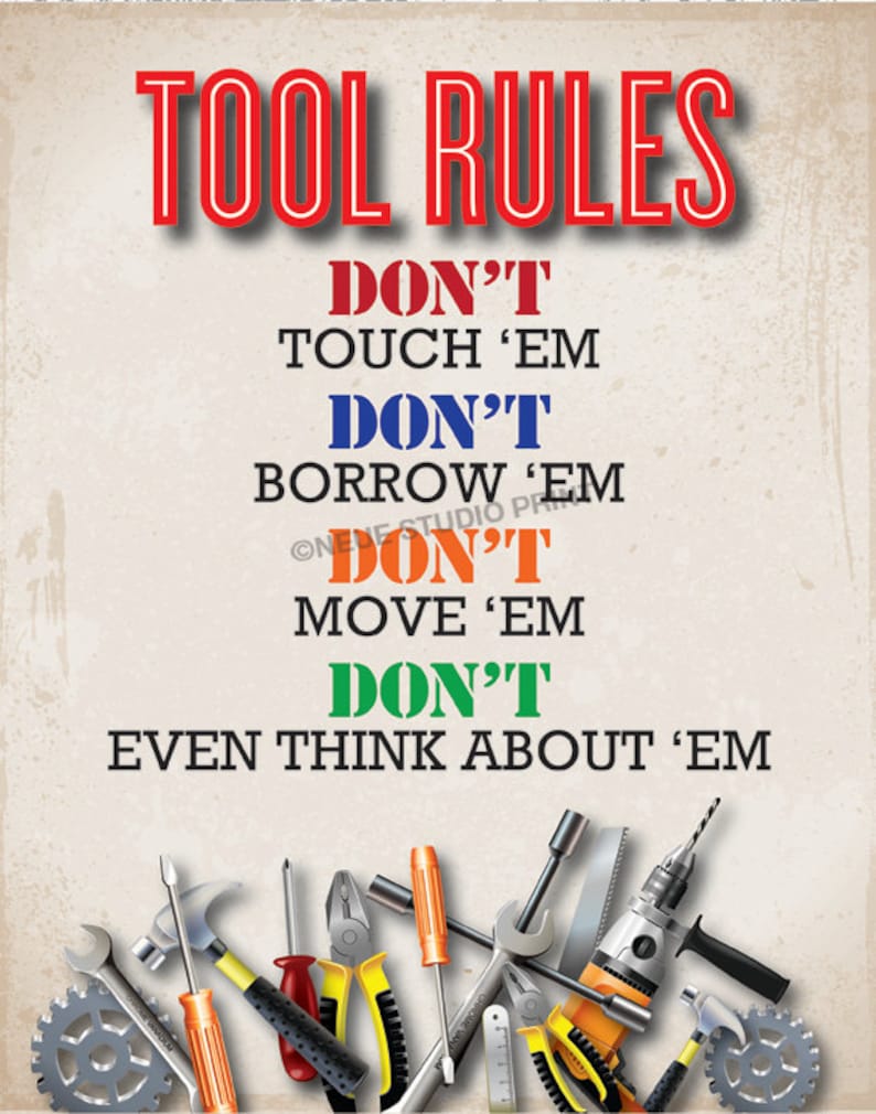 Tool Rules Man Cave Art Inspirational Quote Print Xwall - Etsy