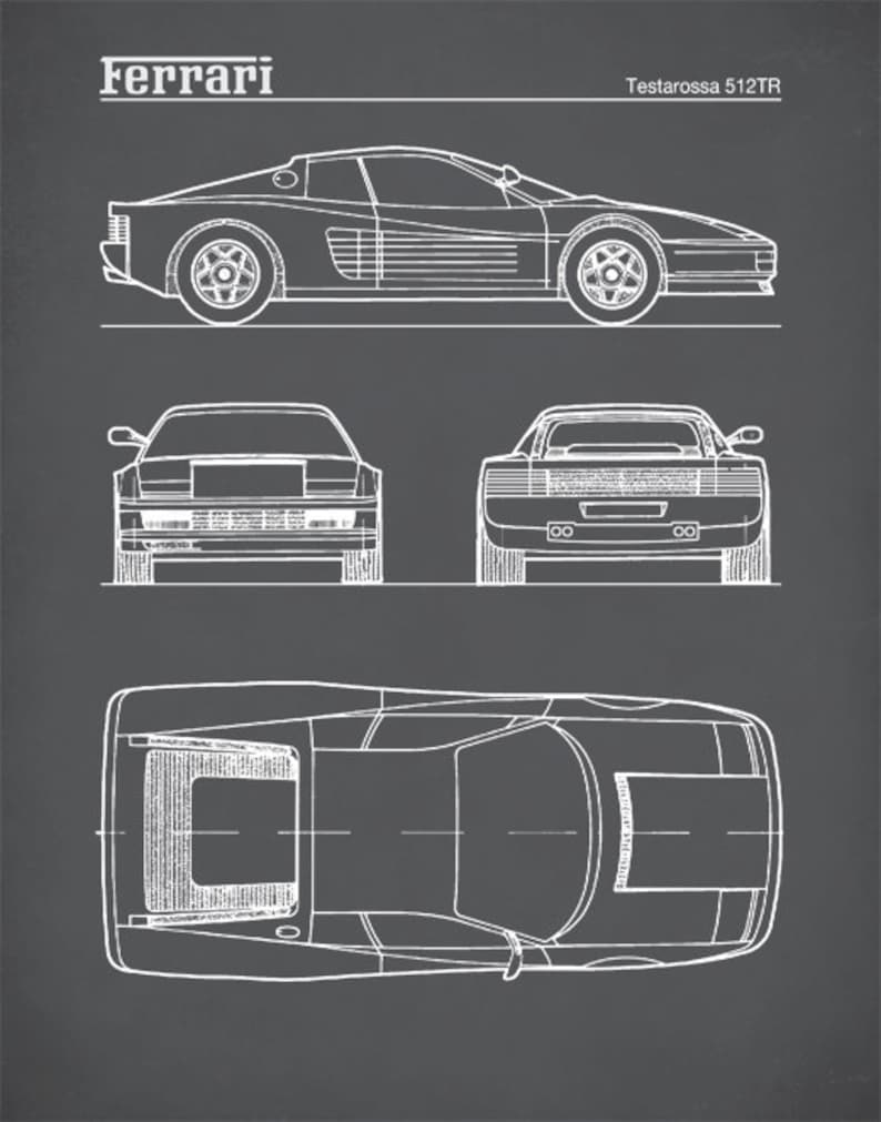 Patent Print Ferrari Testarossa Blueprint Ferrari Testarossa - Etsy