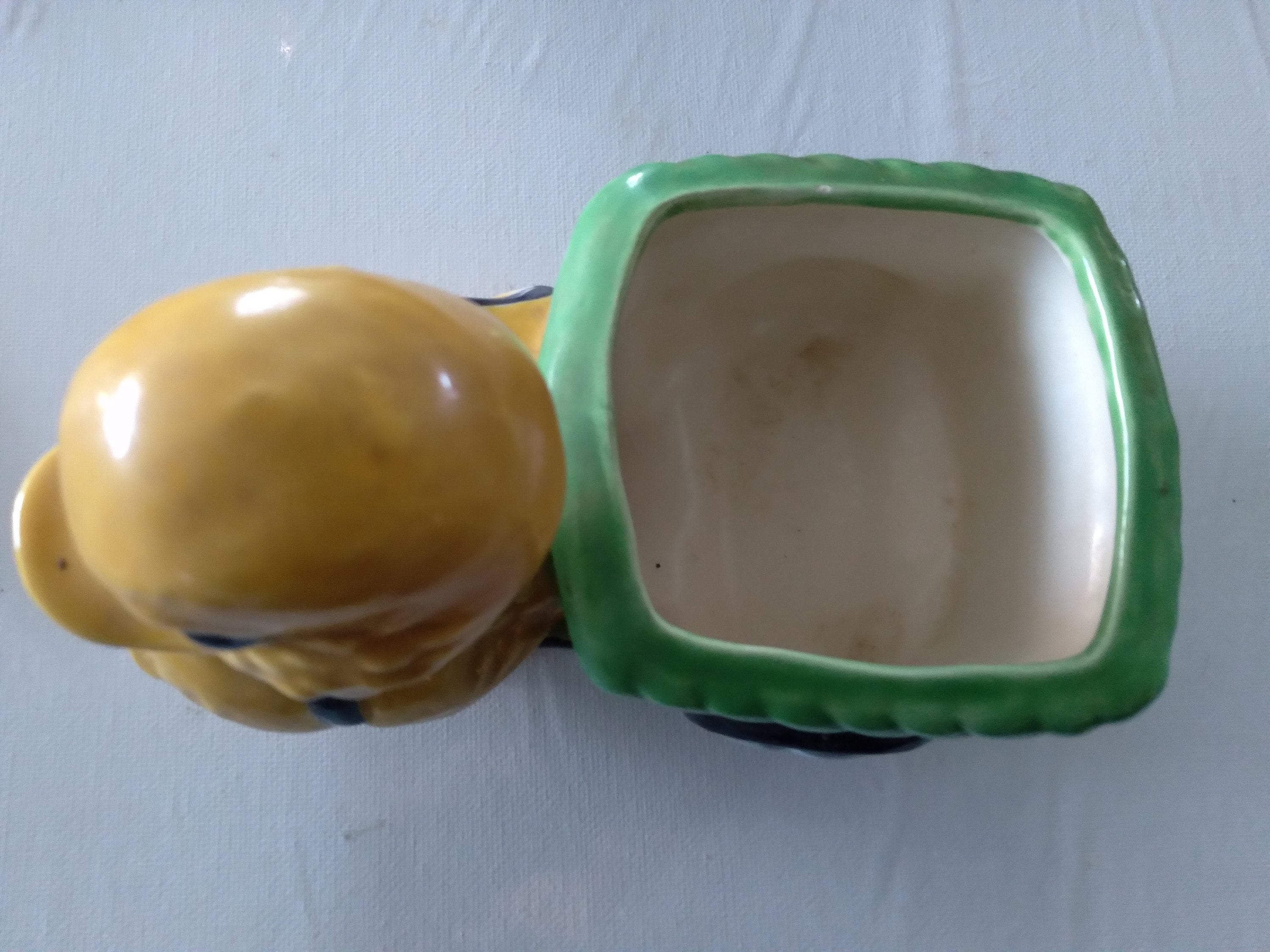 Large Yellow Duck With Green Cart Ceramic Planter - Etsy