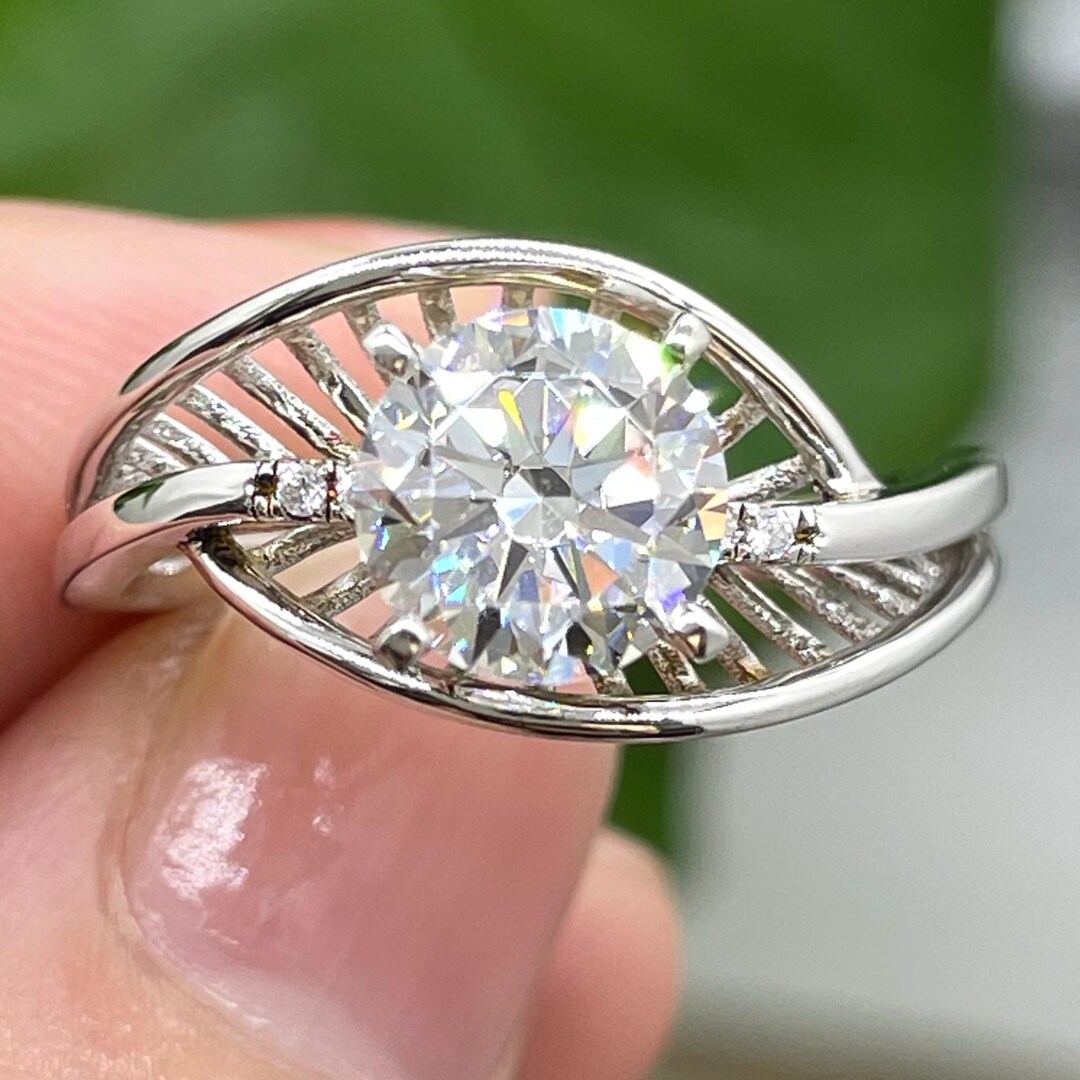 14k Solid Gold Irregular Engagement Ring Diamond Wedding Ring Solid ...