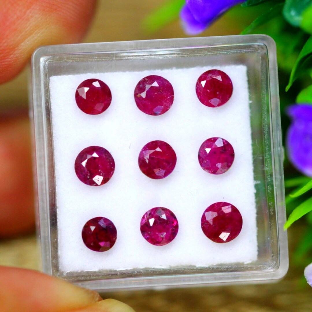 Natural Pigeon Blood Red Ruby Round Cut 3.59ct Total Loose Gemstone ...