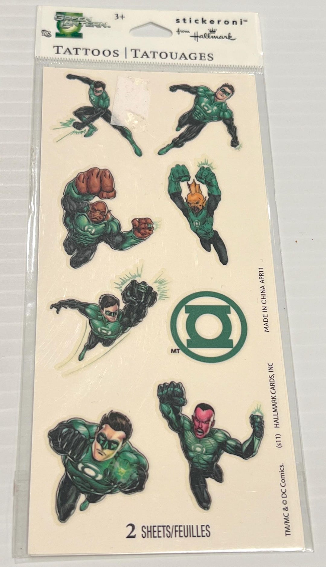 Hallmark Green Lantern DC Comics Temporary Tattoos NIP 2 Sheets - Etsy