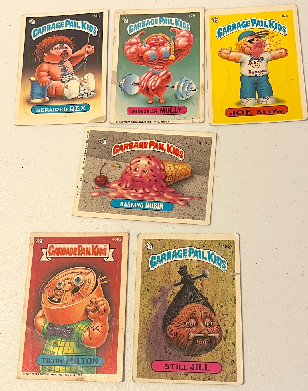 Vintage 1986 1987 80's Garbage Pail Kids Trading Cards - Set of 6 SEE ...